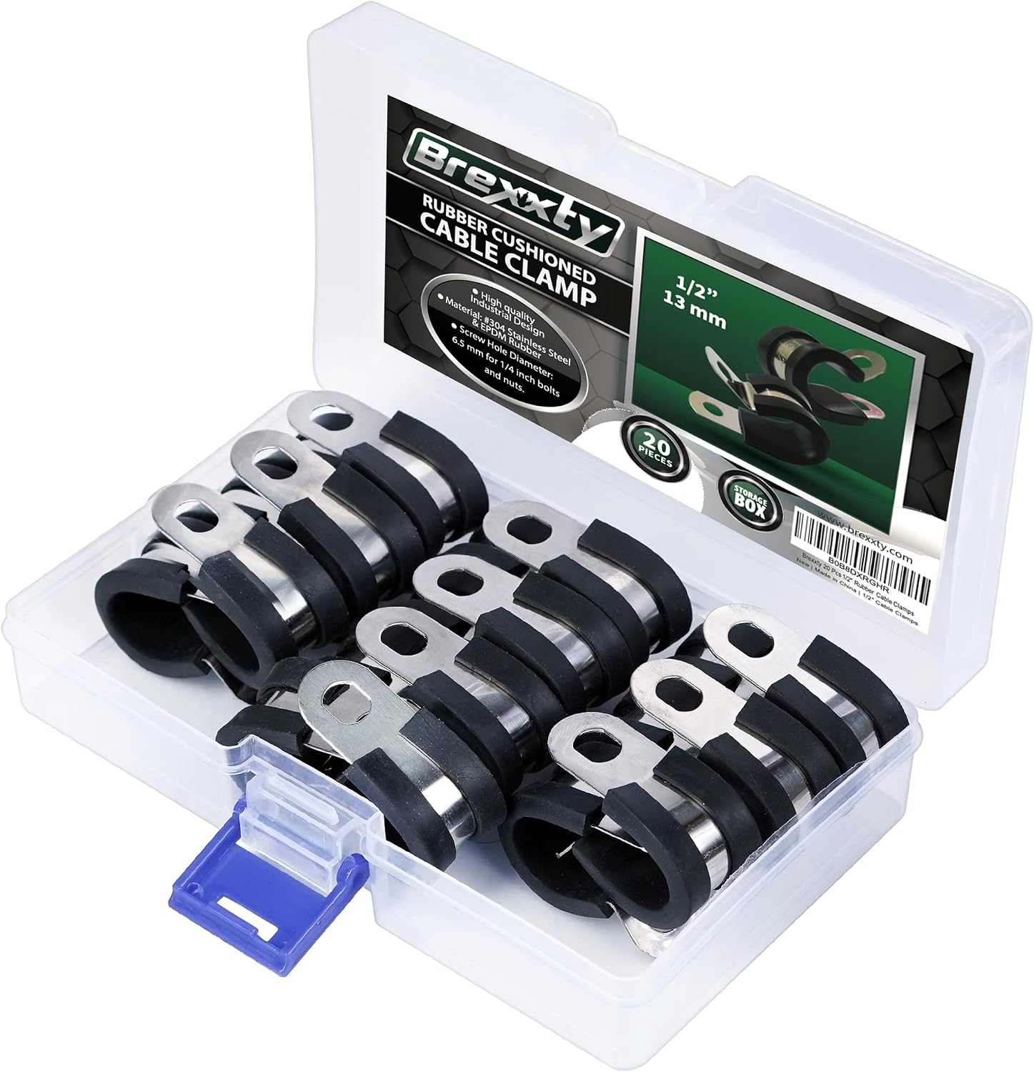 20 PCS 1/2" Cable Clamps - 304 Stainless Steel Wire Clamps with EPDM ...