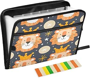 Amazon.com : Lions Crowns Watercolors Expanding File Folder, 13 Pockets ...