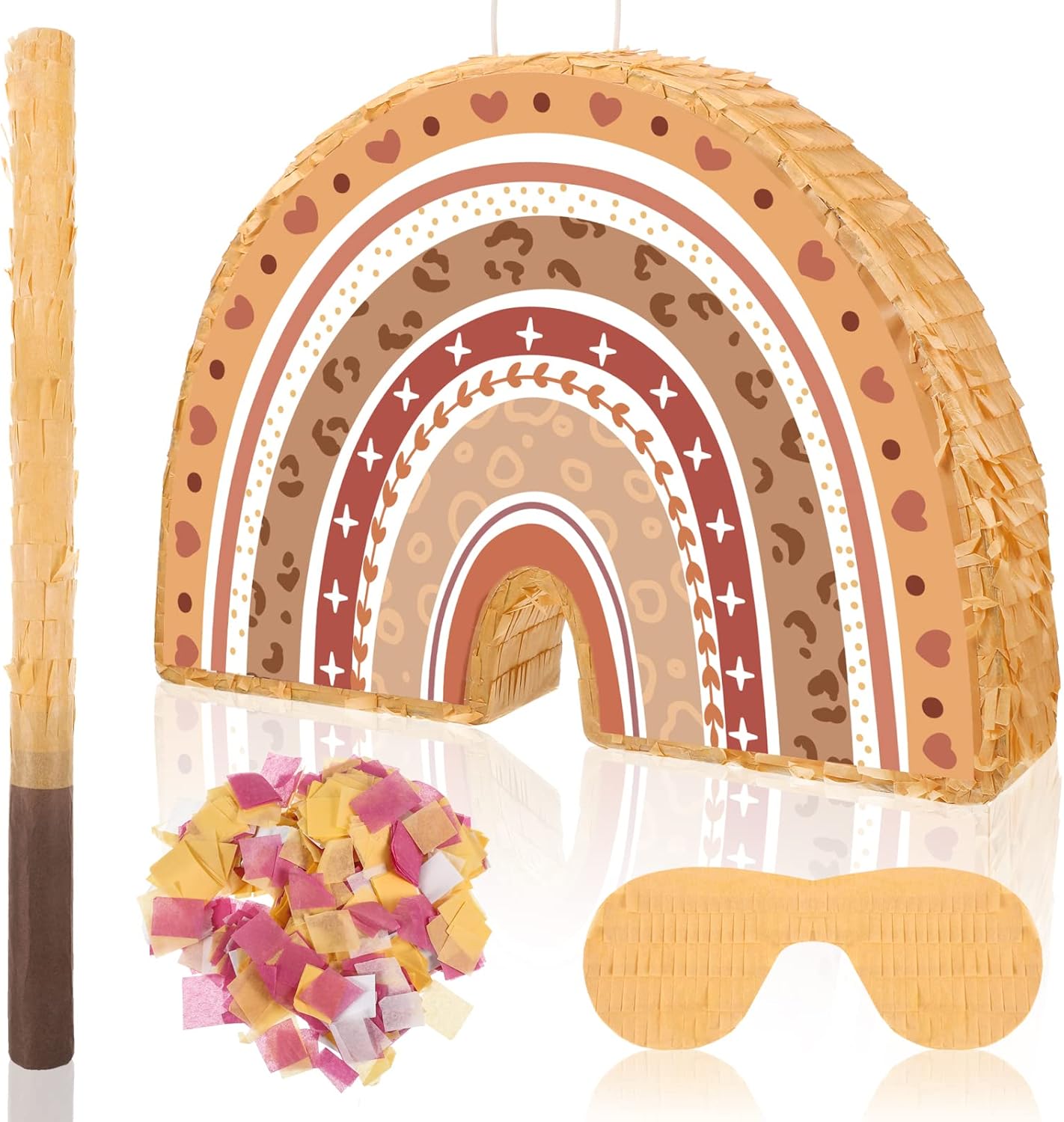 Amazon.com: Boho Small Rainbow Pinata with Pinata Bat Blindfold and ...