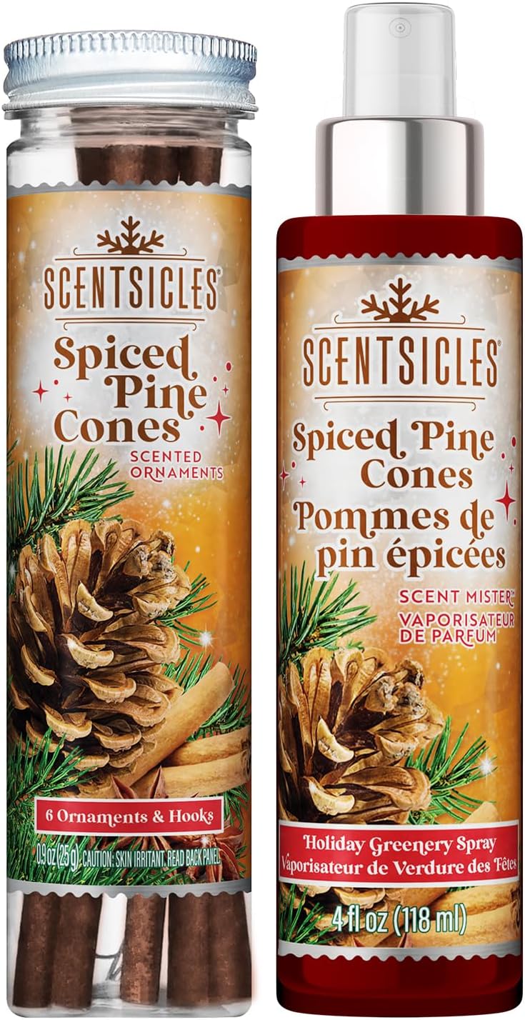 Amazon.com: Scentsicles Spiced Pine Cones Scented Christmas Tree ...