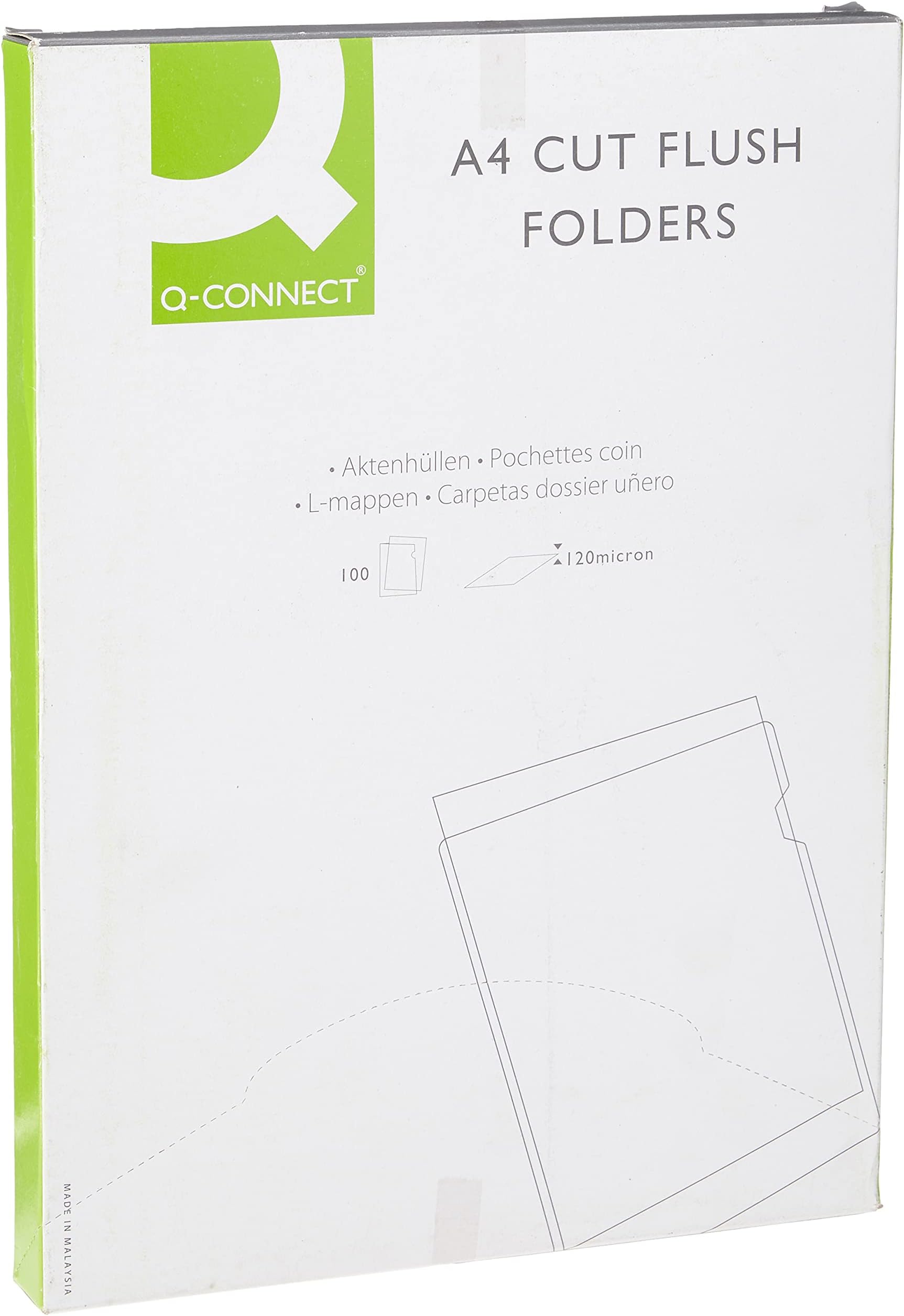 Q-Connect A4 Cut Flush Folder(Pack of 100) - Clear : Amazon.co.uk ...