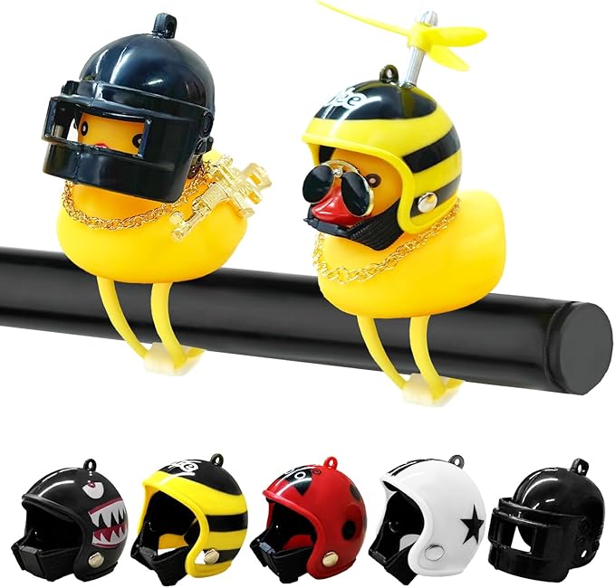 Rubber Duck Bike Bell Set, 2 LED Light Duck + 5 Helmet Accessories ...