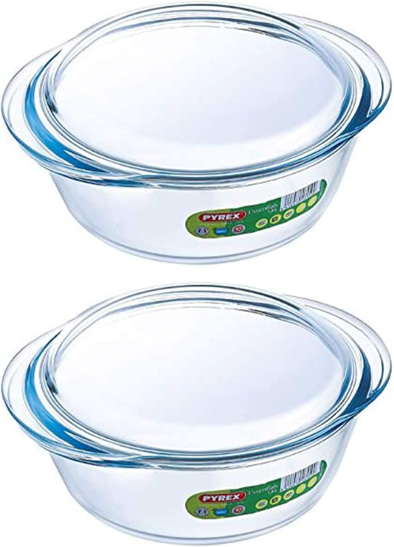 Pyrex CZ083 Essentials Glass Round Casserole Dish with Lid 1.6L ...