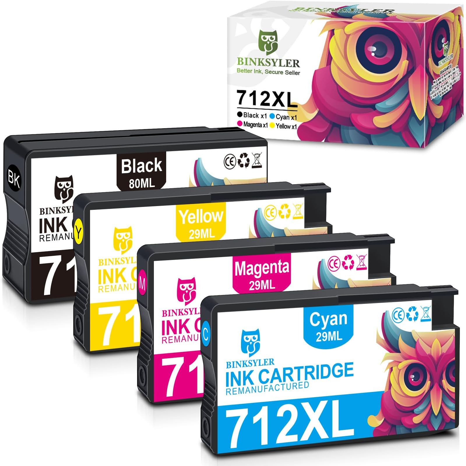 Amazon.com: HP 712 Yellow 29-ml Genuine Ink Cartridge (3ED69A) for ...