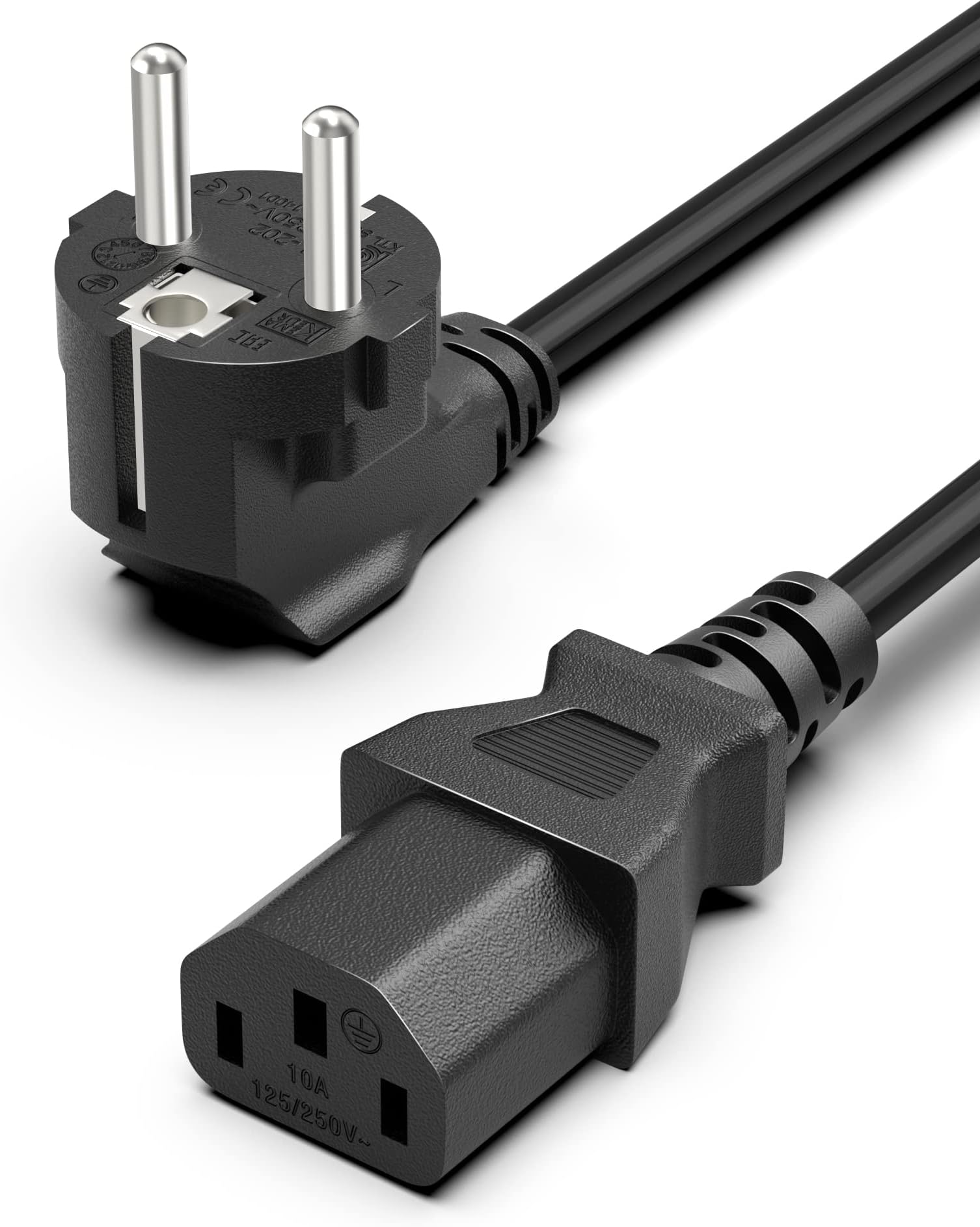 deleyCON 2m Kaltgerätekabel Netzkabel Stromkabel Schutzkontakt Stecker ...
