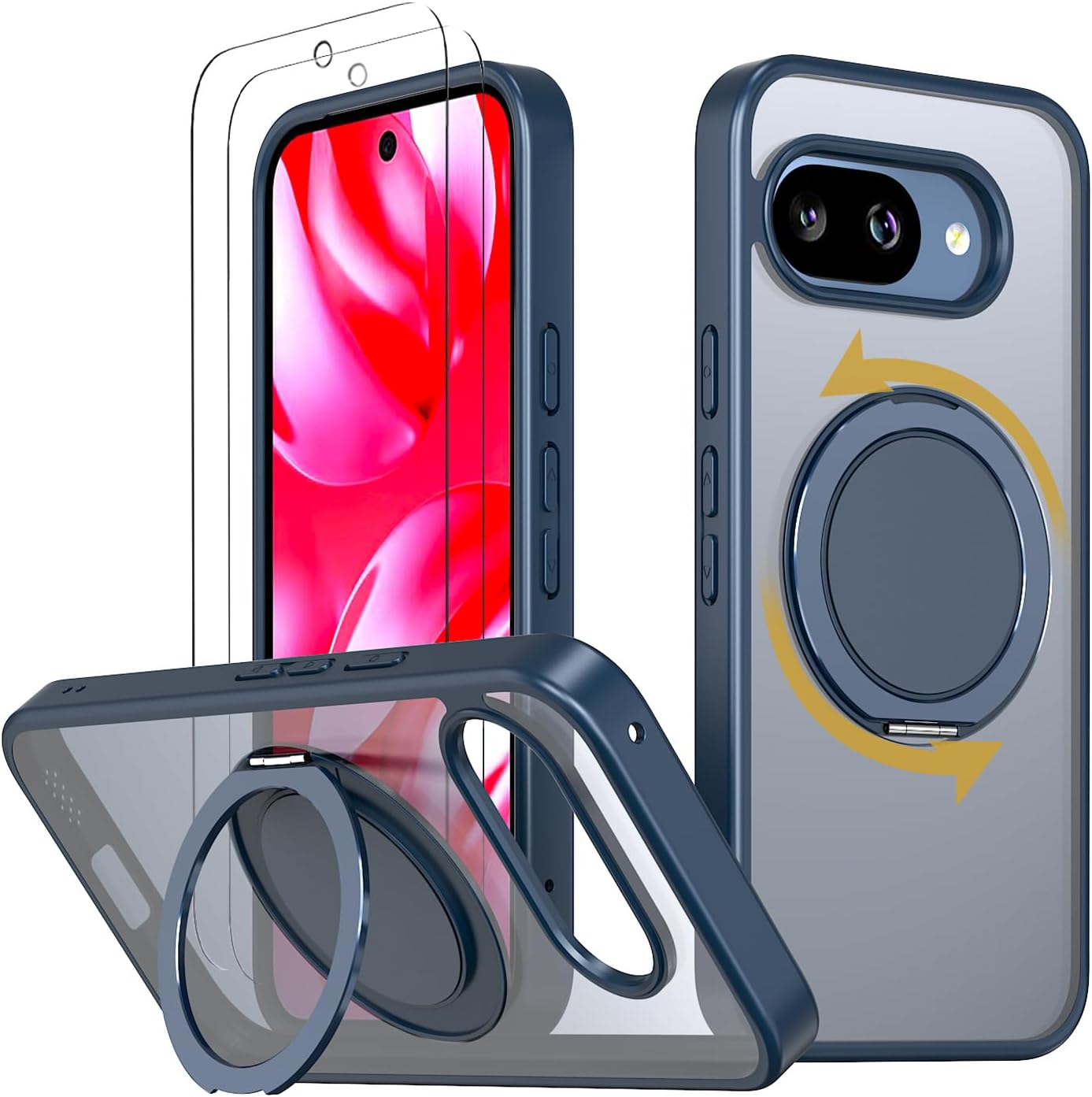 Amazon.com: HCXLYP Strong Magnetic for Google Pixel 9A Case with 360° Rotatable Stand [with 2 ...