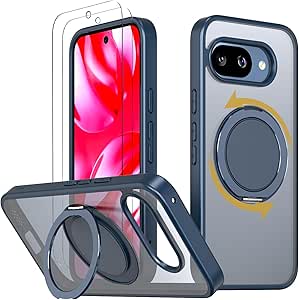 Amazon.com: HCXLYP Strong Magnetic for Google Pixel 9A Case with 360° Rotatable Stand [with 2 ...
