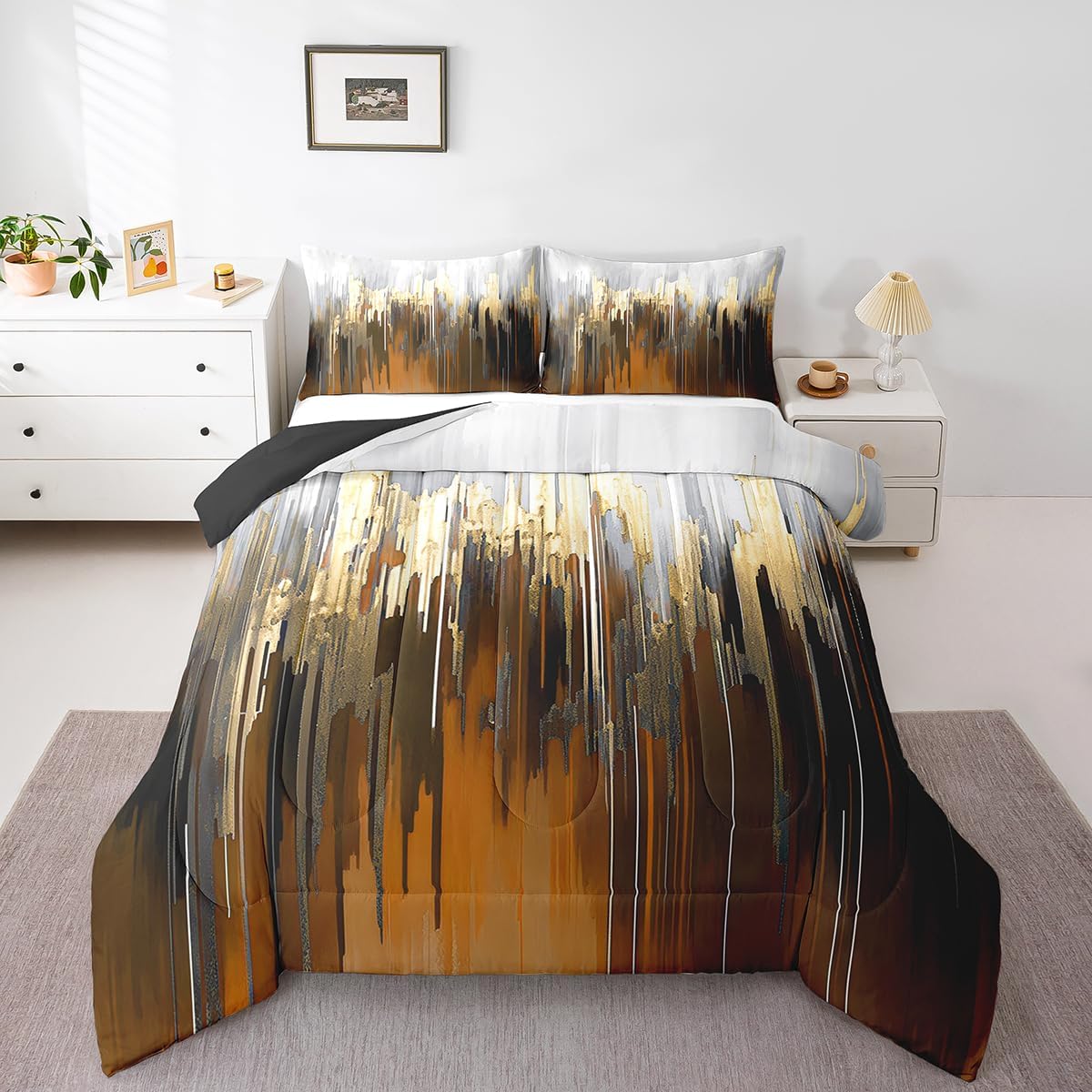 Amazon.com: Erosebridal Brown Bedding Set Queen Ombre Abstract ...