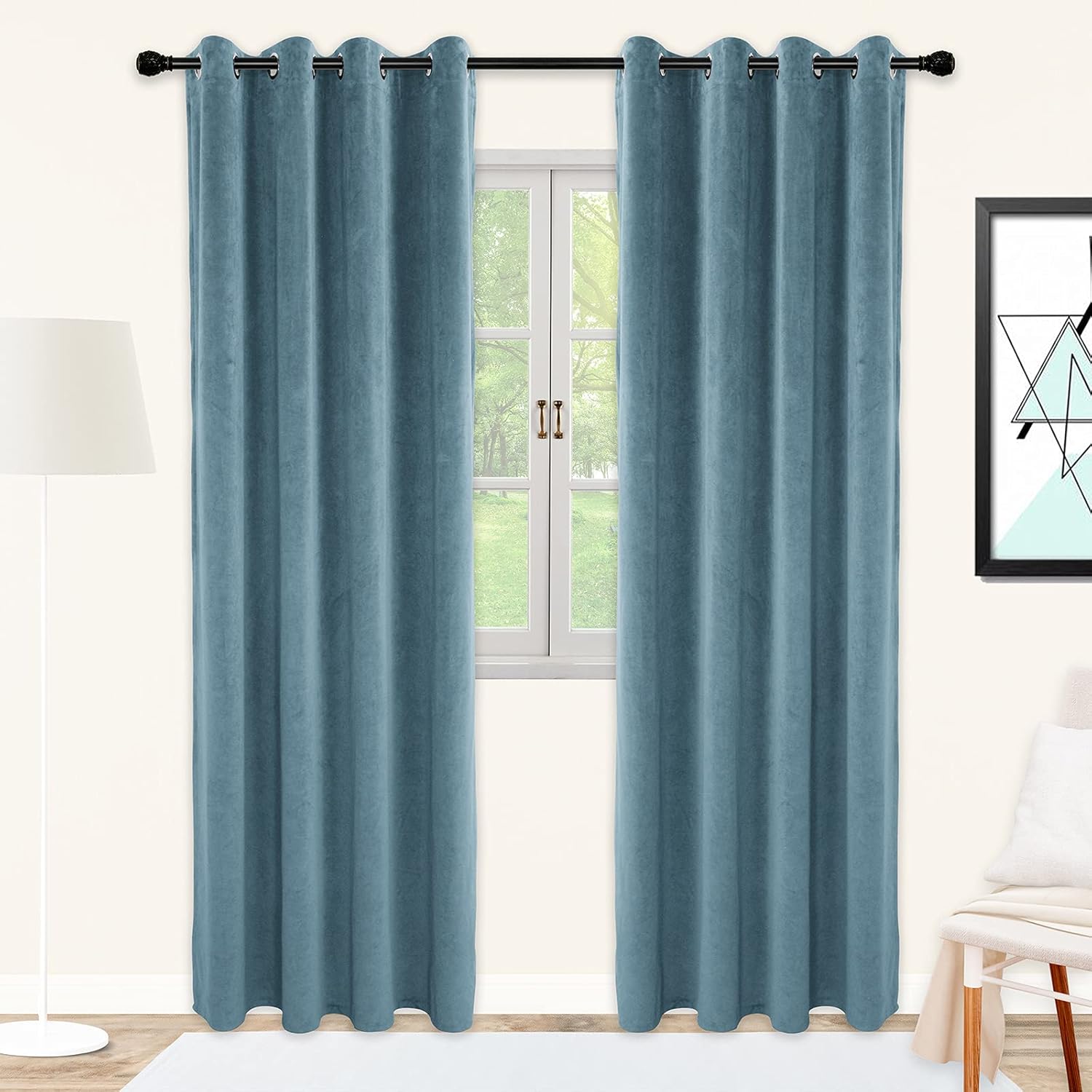 Amazon.com: SNITIE Sky Blue Velvet Curtains with Grommet, Super Soft ...