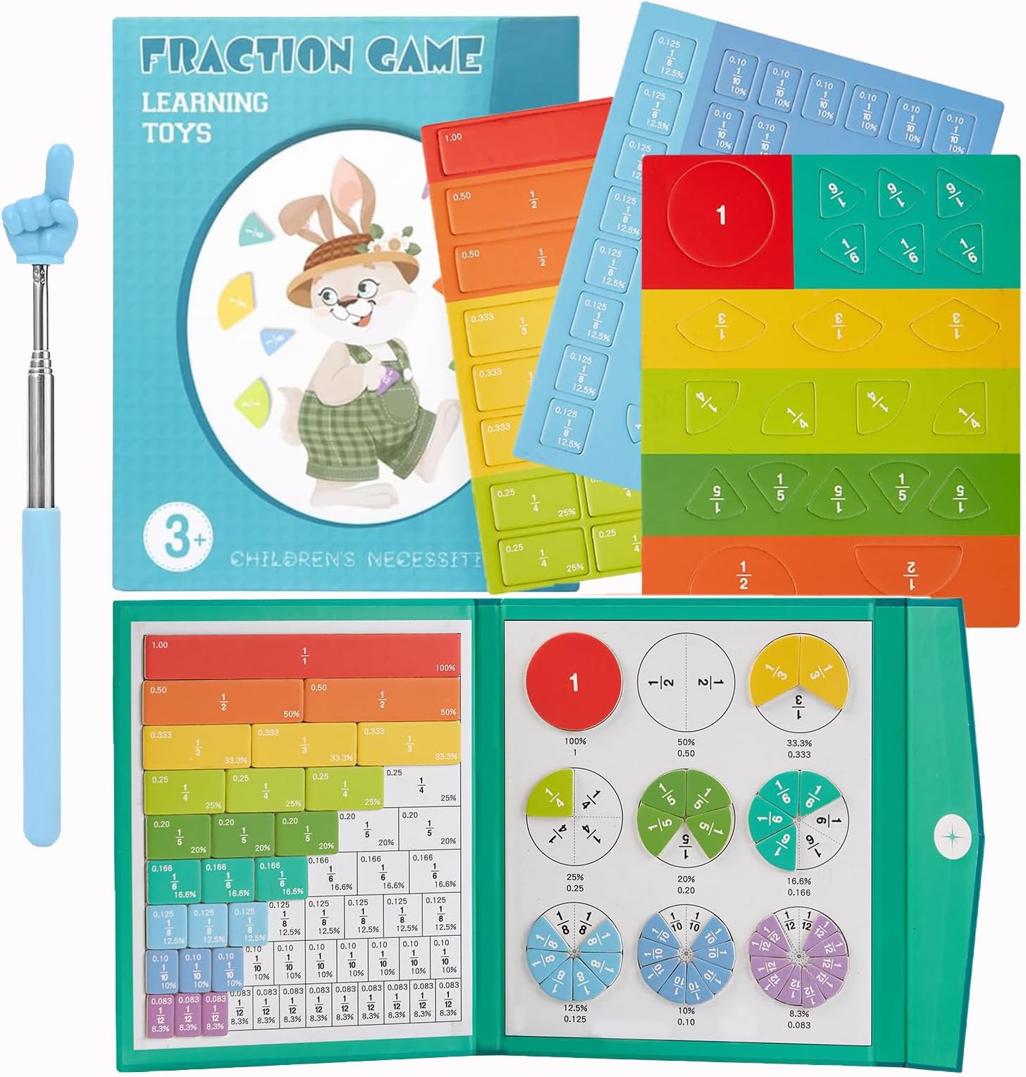 Amazon.com: Magnetic Fraction Educational Puzzle, Magnetic Fraction ...