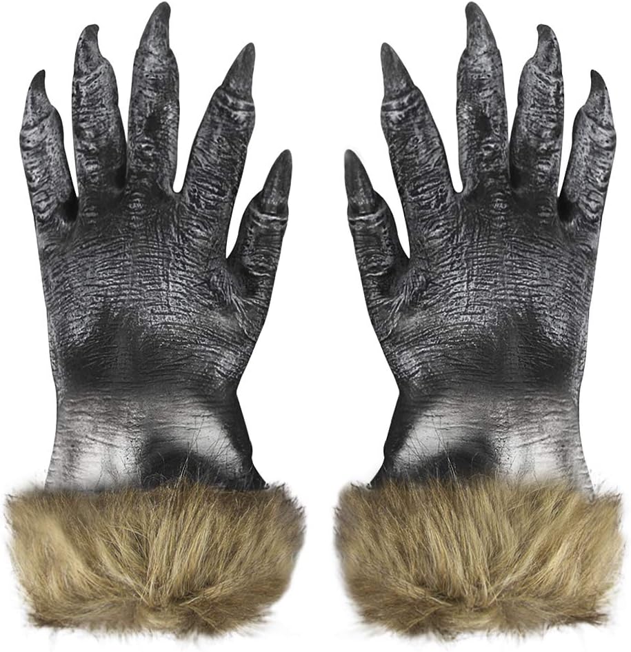 Amazon.com: JIAHG Halloween Costume Animal Gloves Hairy Hands Werewolf ...