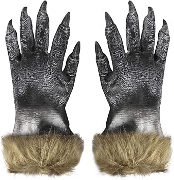 Amazon.com: JIAHG Halloween Costume Animal Gloves Hairy Hands Werewolf ...