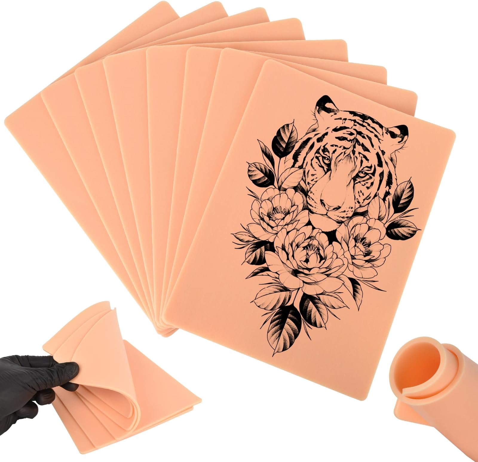 Amazon.com: 3MM Tattoo Practice skin - 10pcs Double Sides Thick Fake ...