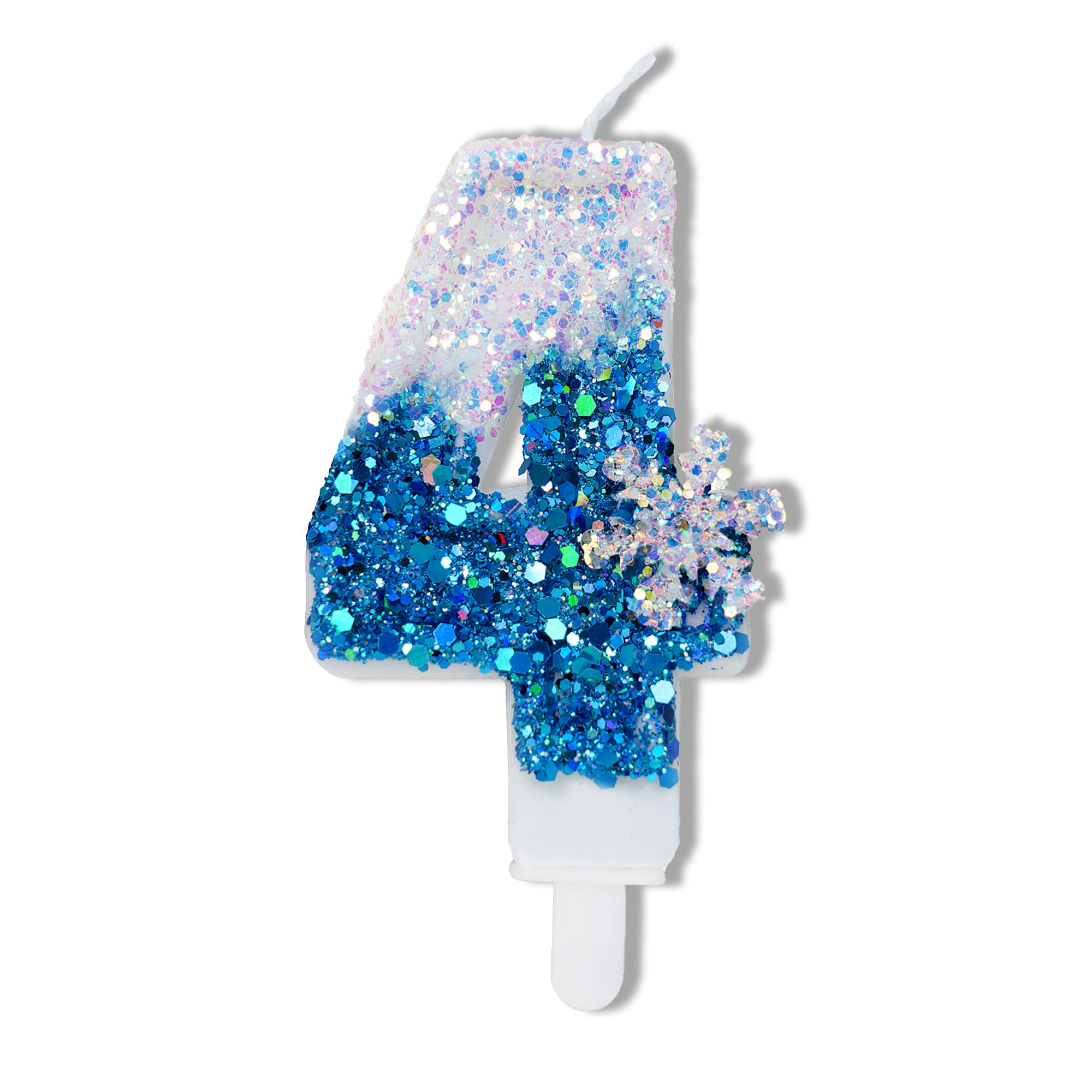 Amazon.com: Blue Birthday Candles 4, Blue and White Glitter Birthday ...