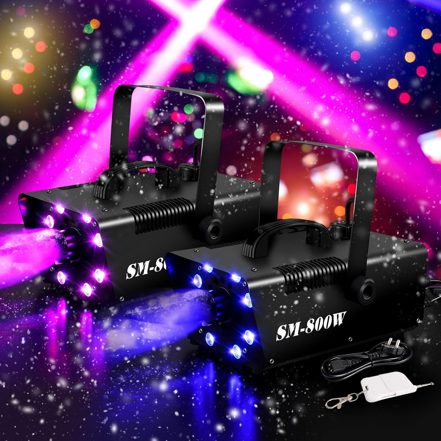 Amazon.com: Retisee 2 Pack Snow Machine 800W Wired Remote Snow Maker ...