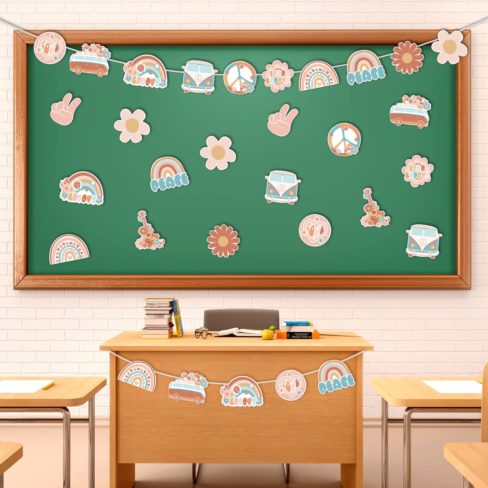 Snapklik.com : 48PCS Groovy Bulletin Board Decorations Hippie Bus ...