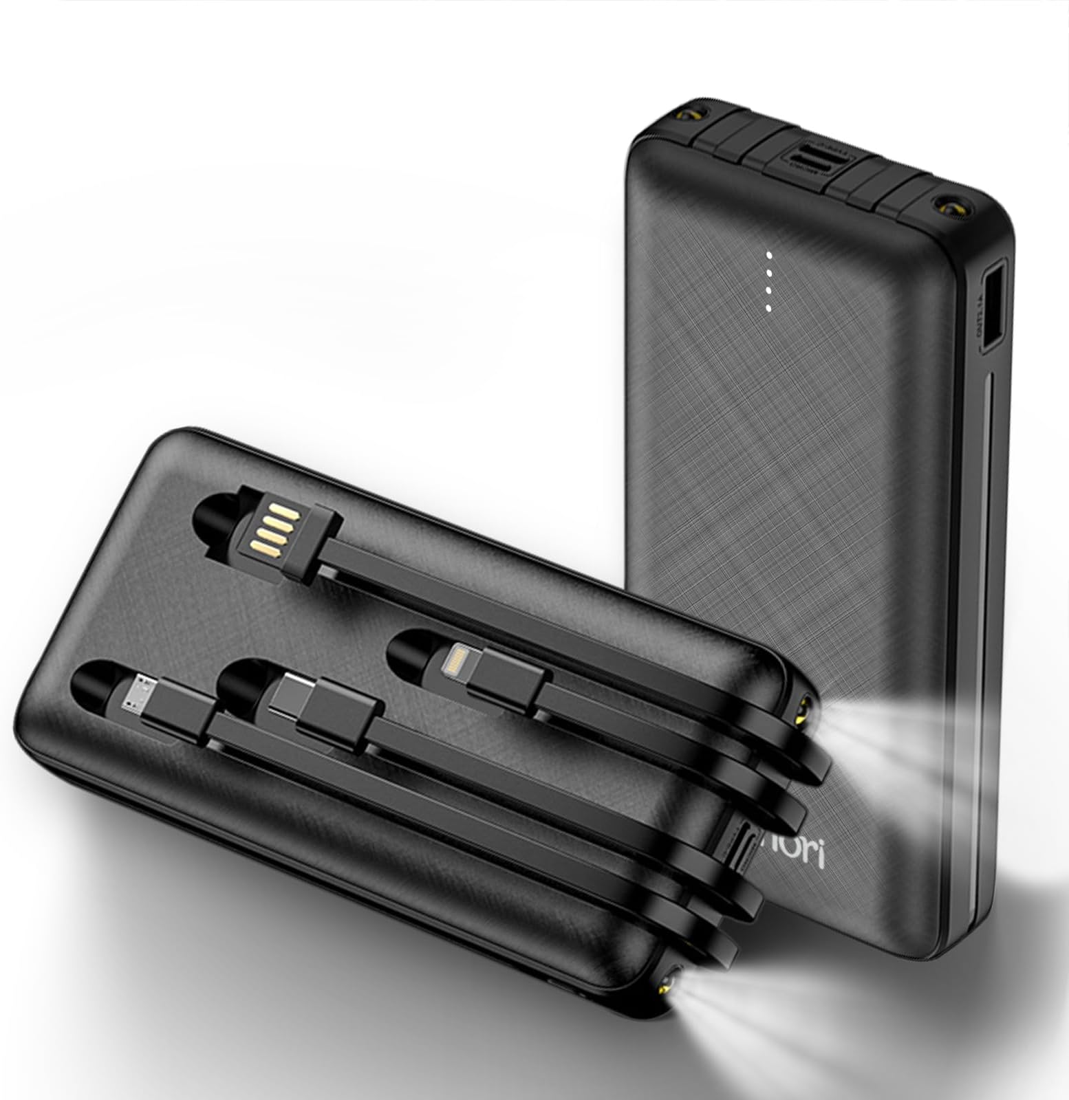 Amazon.com: 2 Packs Portable Chargers with Built in Cables, 2PCS Slim ...