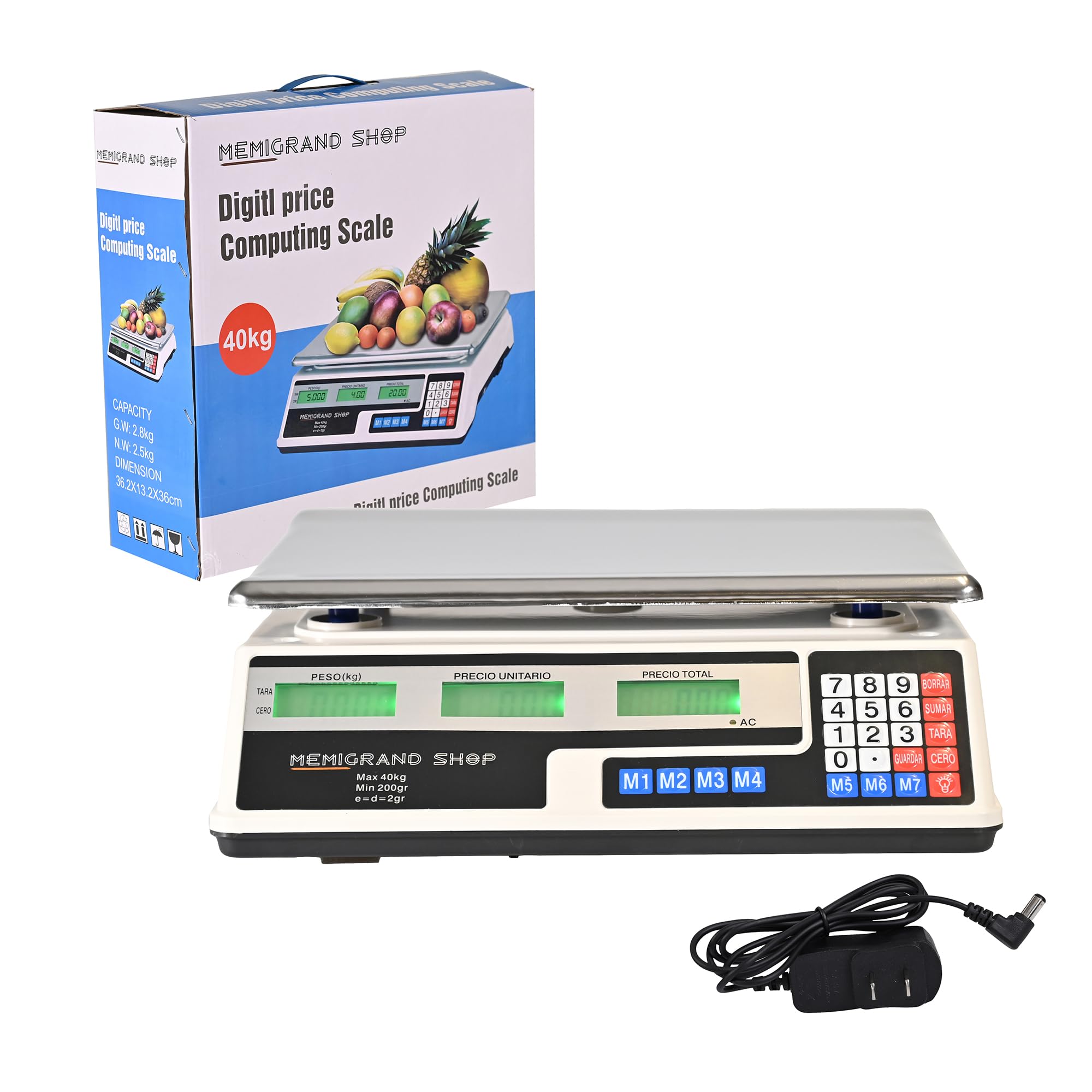 Bascula Comercial 40Kg Bascula Portatil Digital Plato de Acero ...