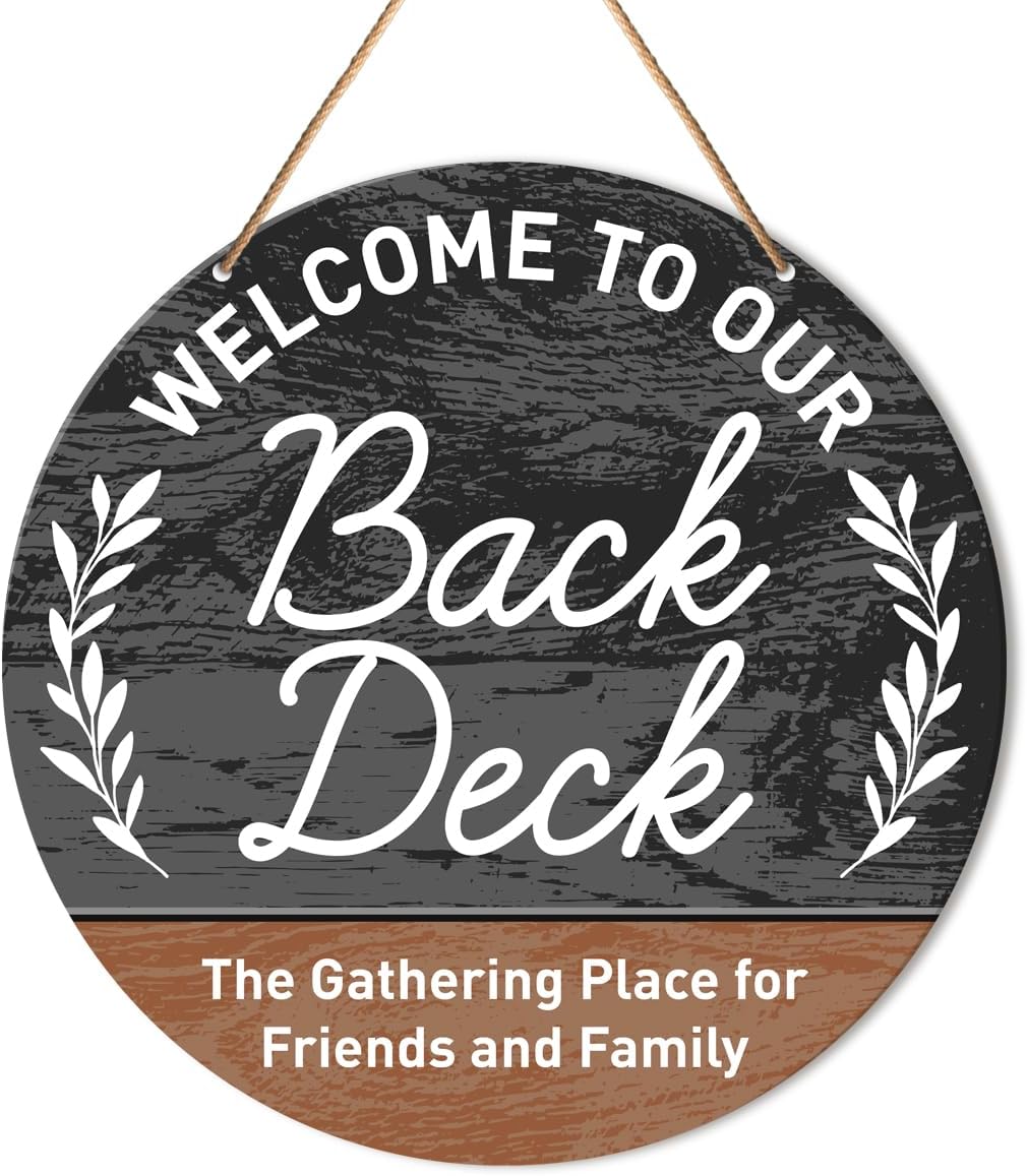 Amazon.com: Deck Sign Decor, Round Hanging Farmhouse Wall Decorations ...