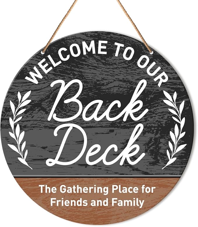 Amazon.com: Deck Sign Decor, Round Hanging Farmhouse Wall Decorations ...