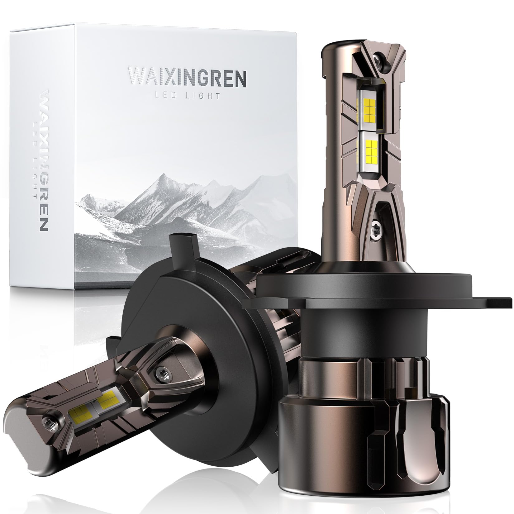 WAIXINGREN 9003 H4 LED Headlight Bulb, 30000LM 500% Brighter Wireless ...