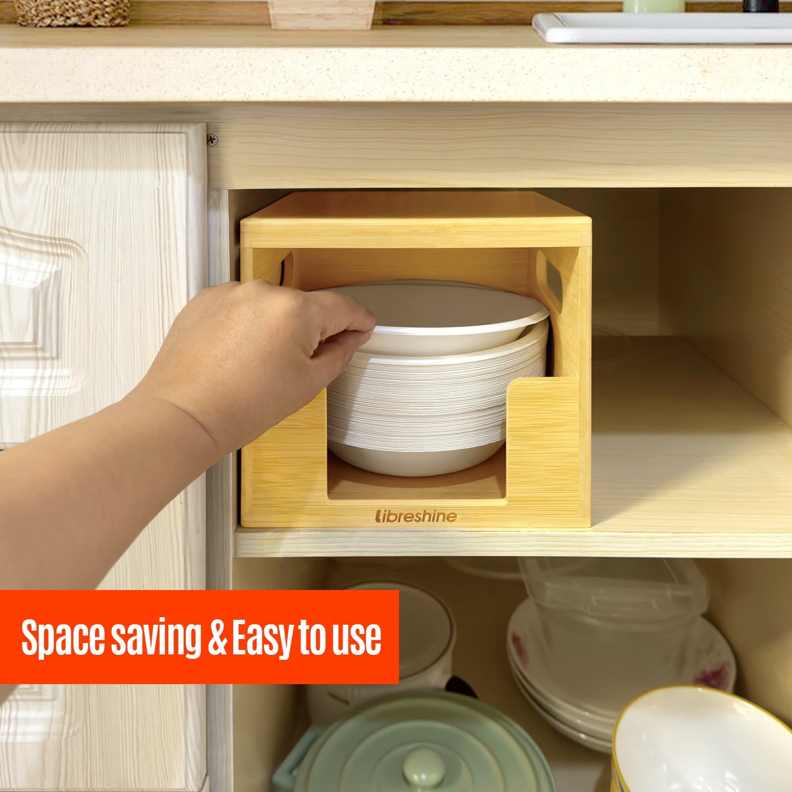 Libreshine 8/10/12/16/20/32 Oz Paper Bowl Dispenser, Kitchen Bamboo ...