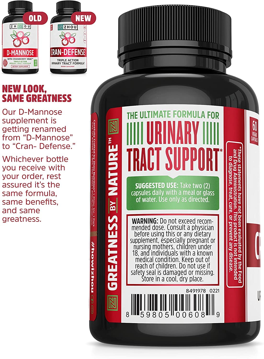 Snapklik.com : Zhou Nutrition Cran Defense, Cranberry Concentrate Urinary Tract Formula, Flush ...