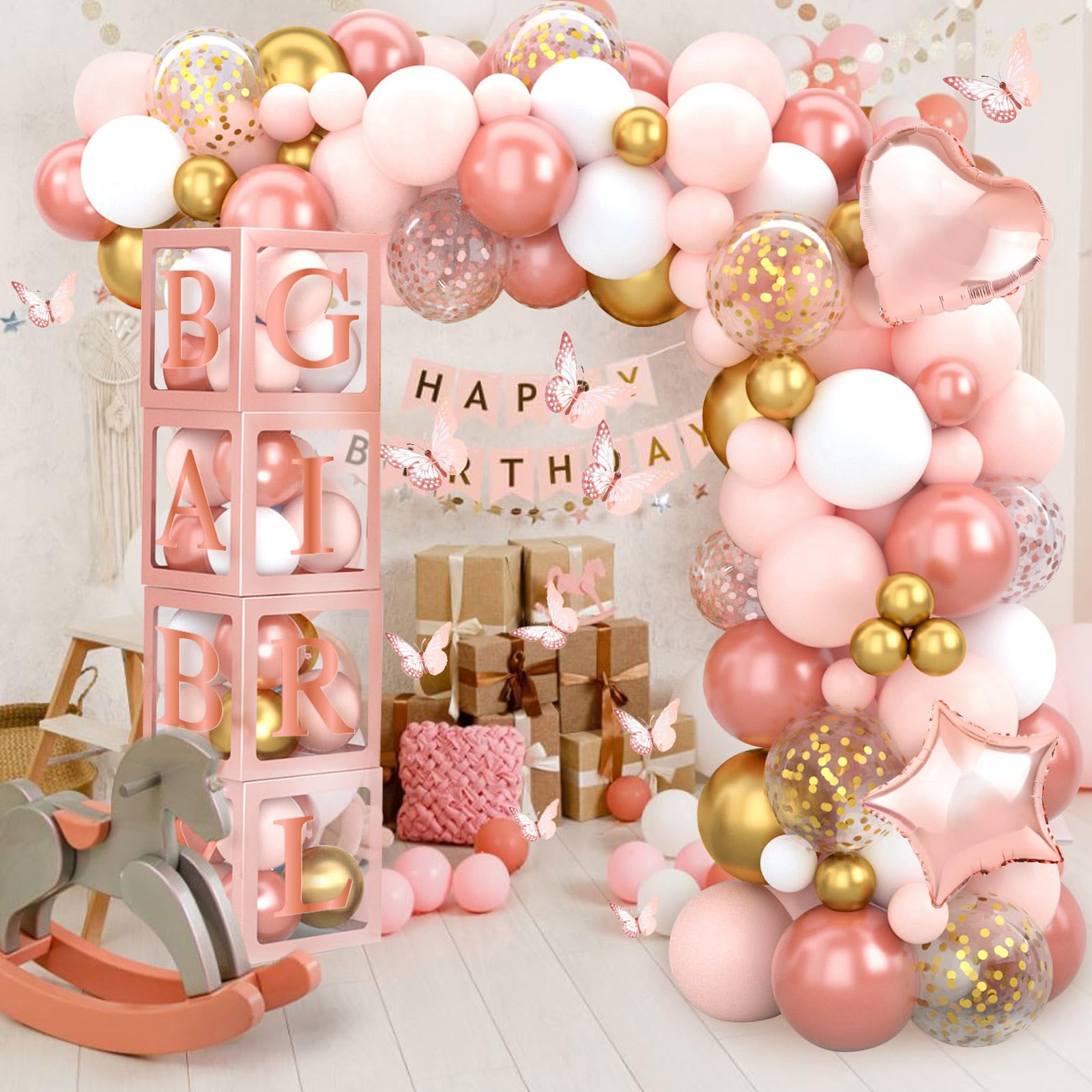 Snapklik.com : Rose Gold Baby Shower Decorations For Girl - Rose Gold ...