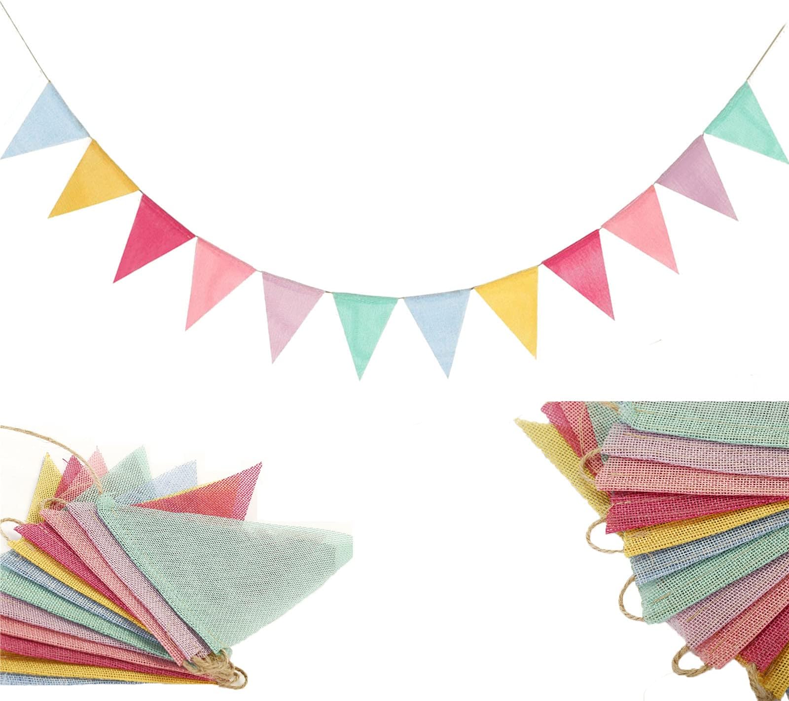 Amazon.com: ToBeIT 48Pcs Triangle Flags Pendant Banners Imitated Burlap ...