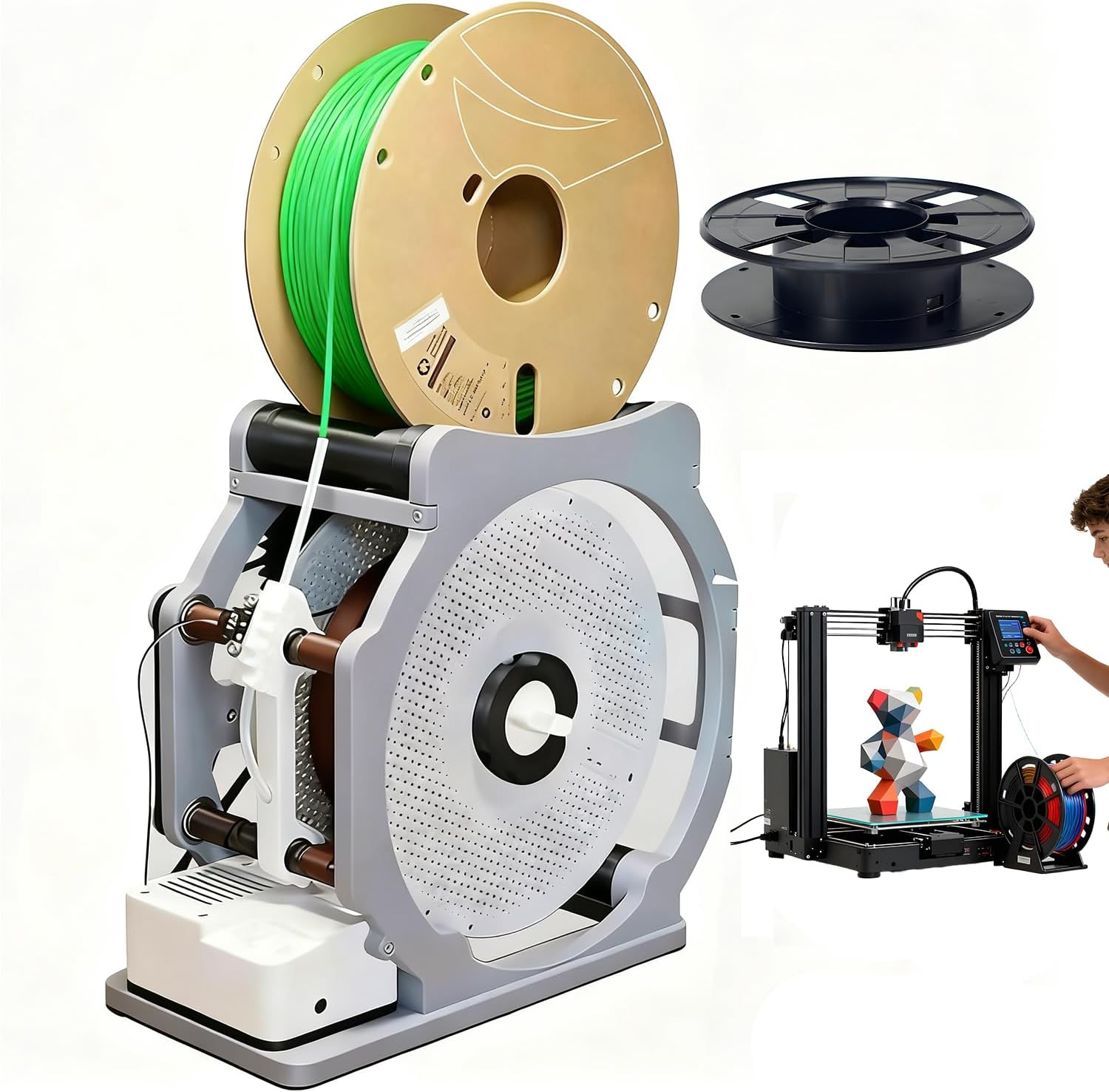 Multi-Purpose Electric Spool Winder – Auto Start/Stop Filament Rewinder ...