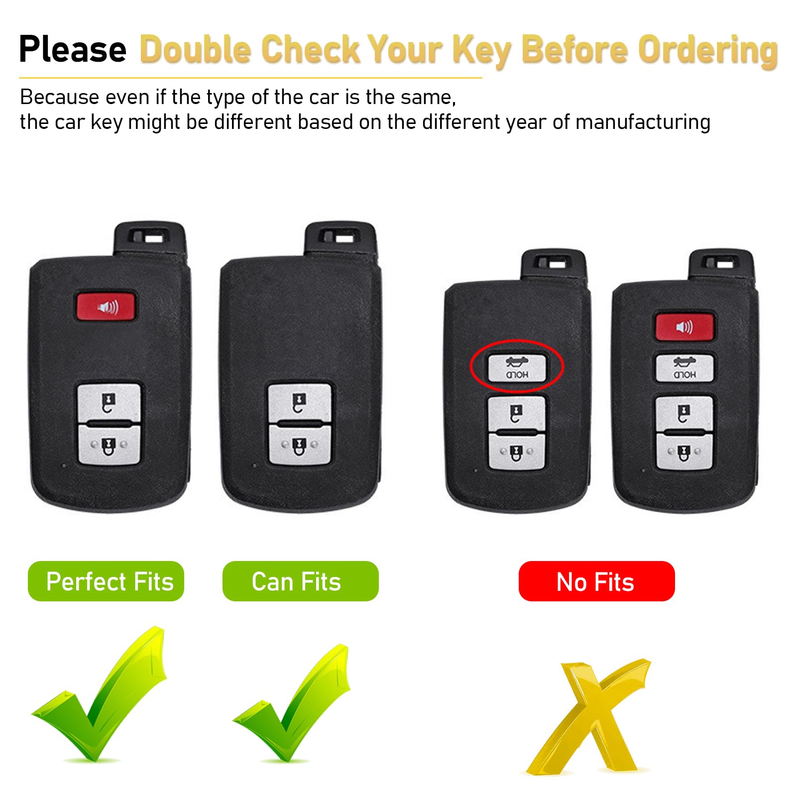 Key Fob Cover KULCSOK Compatible With Toyota Tacoma Tundra 4Runner RAV4 ...