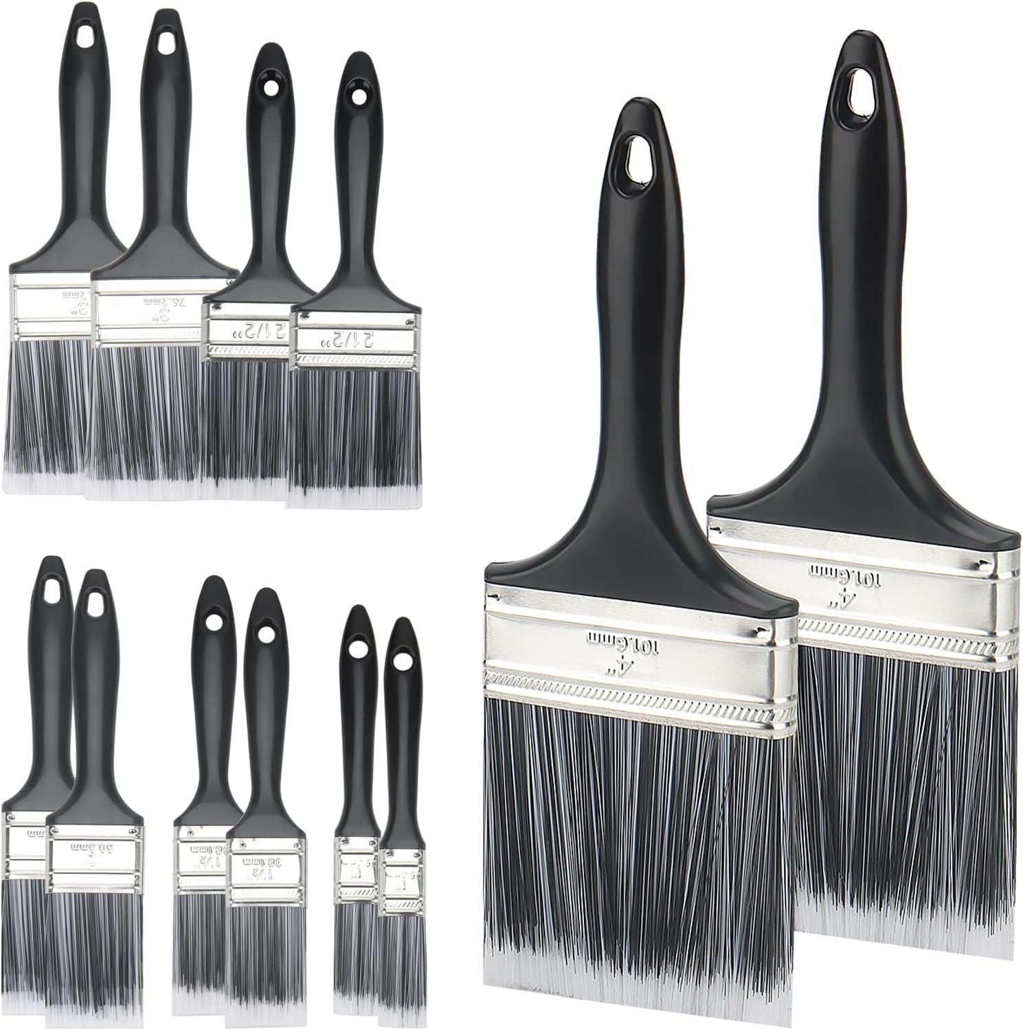 12 PCS Paint Brush Set, 1, 1.5, 2, 2.5, 3, 4 Inch Decorating Brushes ...