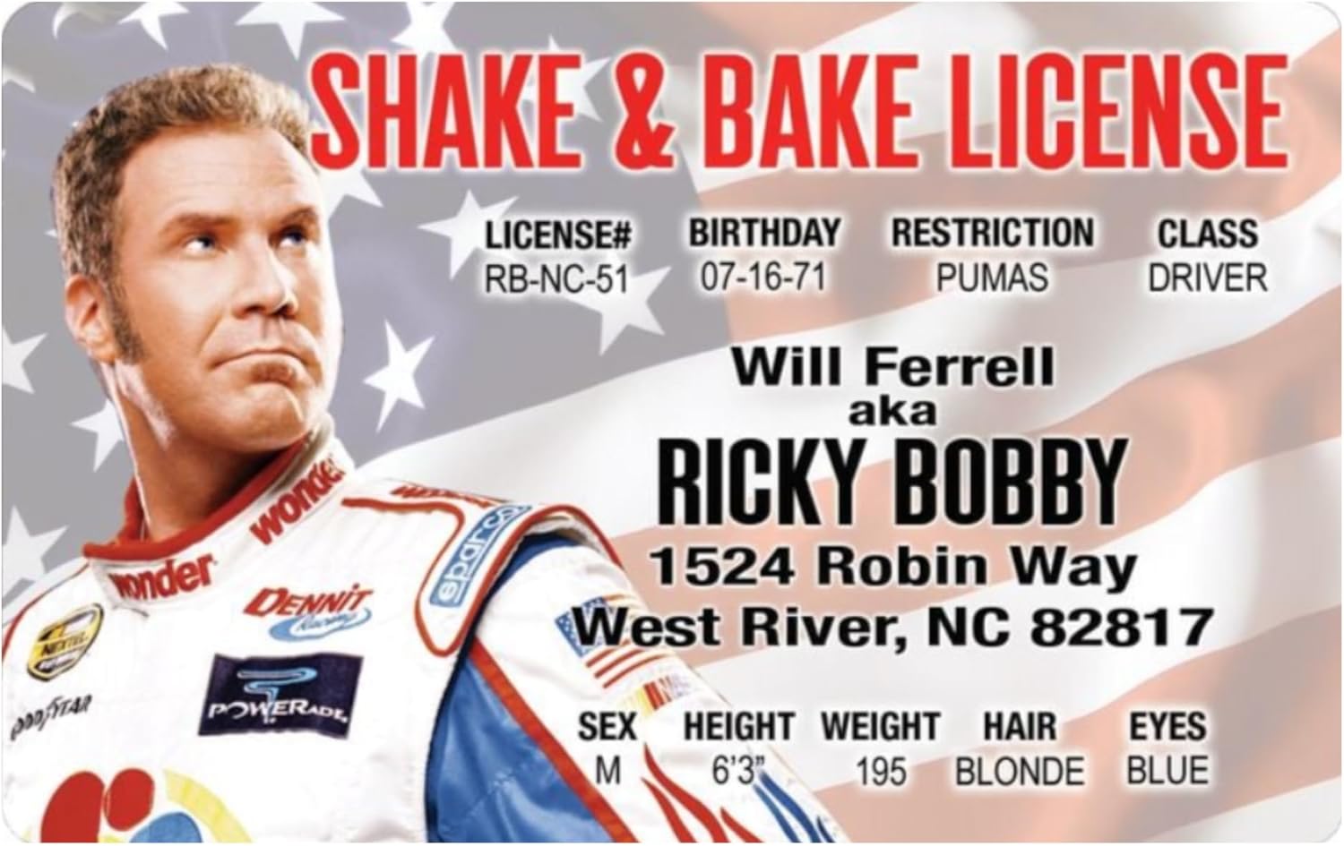 Amazon.com: Signs 4 Fun Parody Driver’s License | Ricky Bobby ID | Fake ...