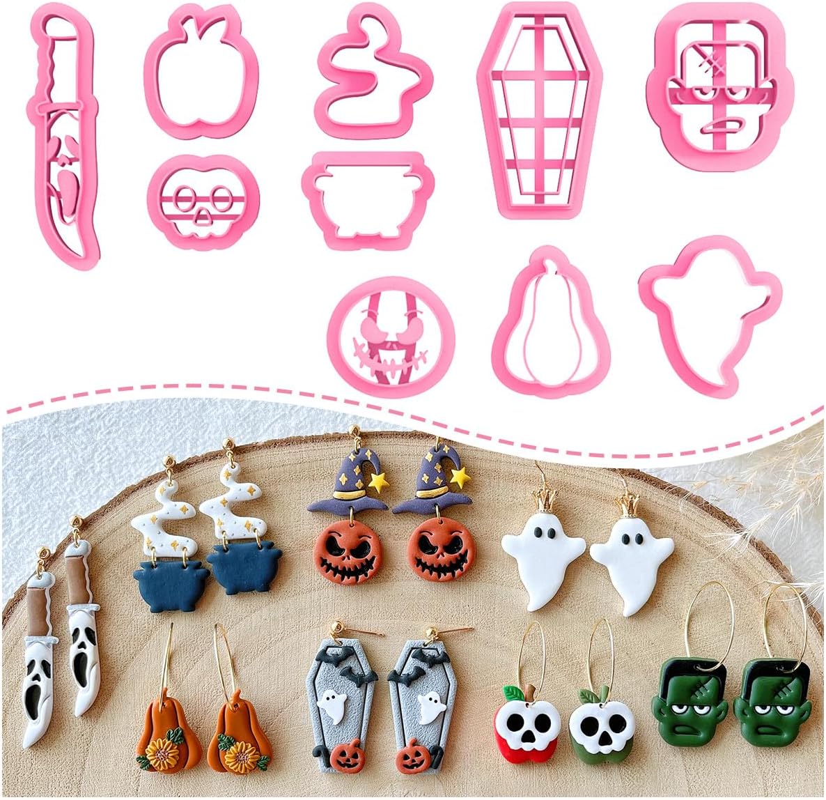 Amazon.com: Asemly Polymer Clay Earring Cutters with Pushers - 10 ...