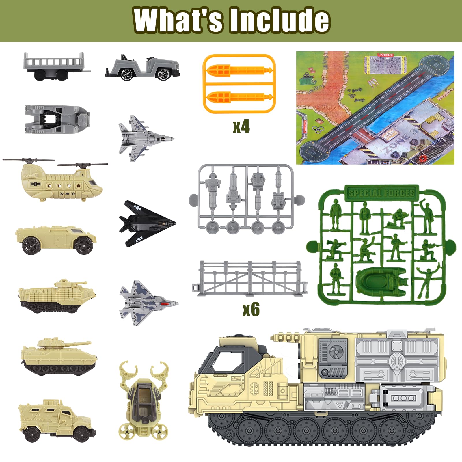 Snapklik.com : deAO Army Tank Toys For Boys, Military Vehicles Set