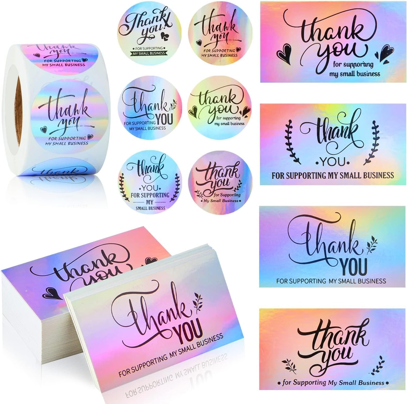 Amazon.com : Jutieuo 620Pcs Thank You Cards and Stickers for Supporting ...