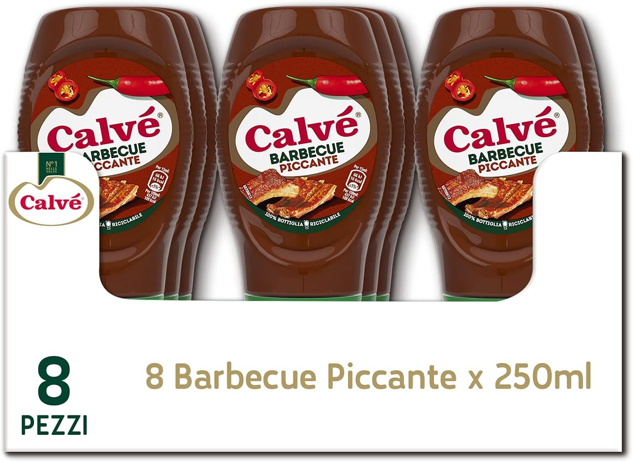 Calvé Salsa Barbecue Piccante in Confezione Top Down, Maxiformato, 8 ...