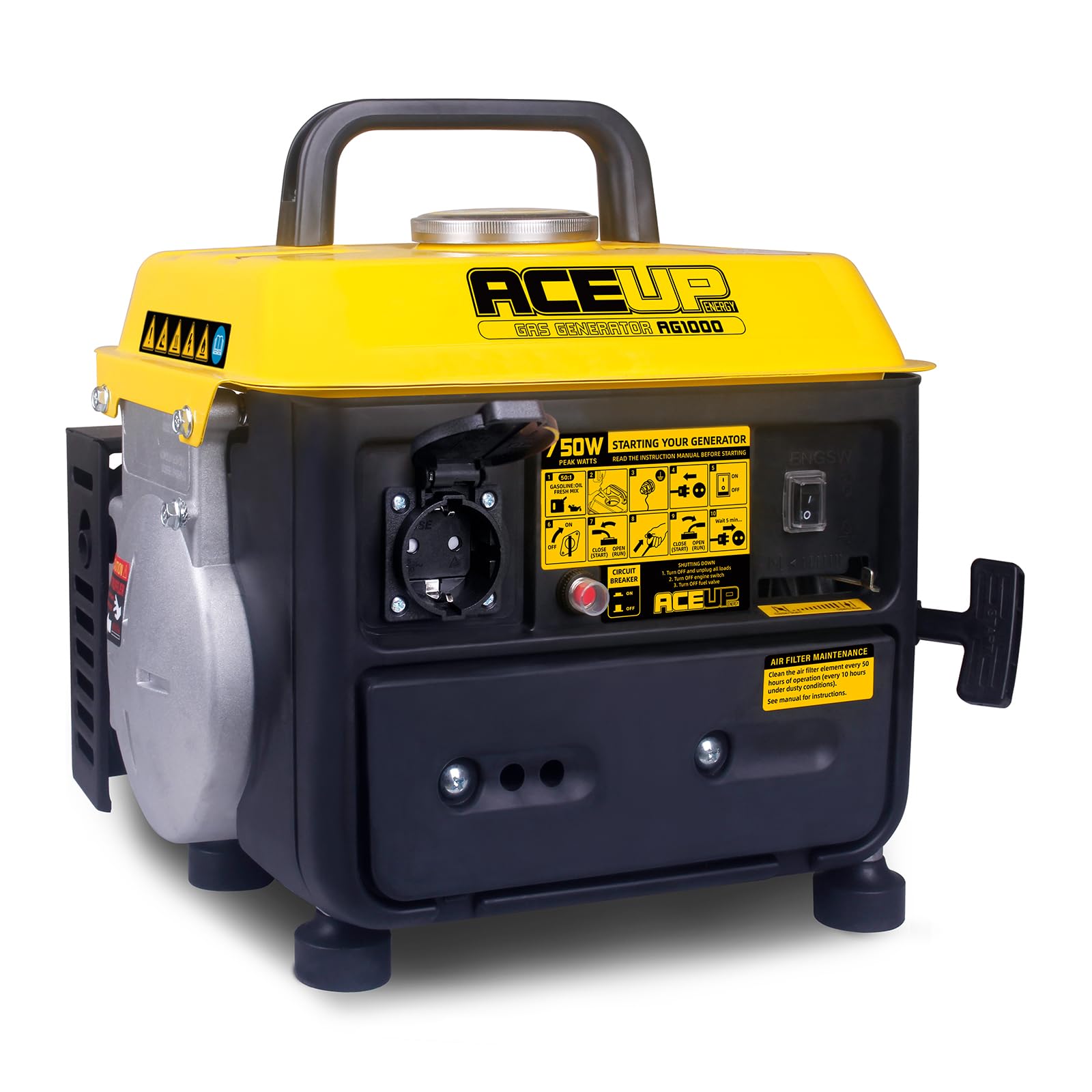 Aceup Energy Tragbare Benzin Stromerzeuger 750W Stromgenerator ...