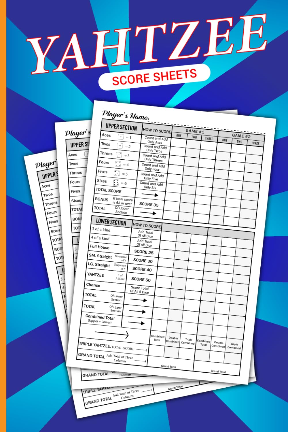 Amazon.com: Triple Yahtzee Score Sheets: Scorekeeping Score Book For ...