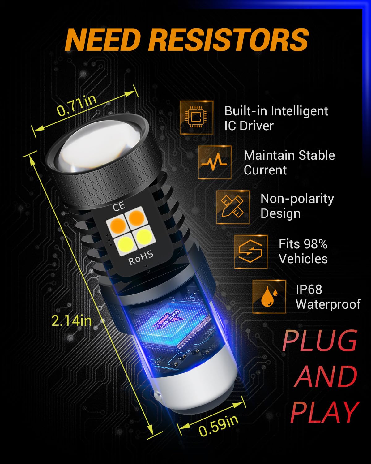 Snapklik.com : Auxbeam 1157 LED Bulbs 1157 Switchback Dual Color Bulbs ...