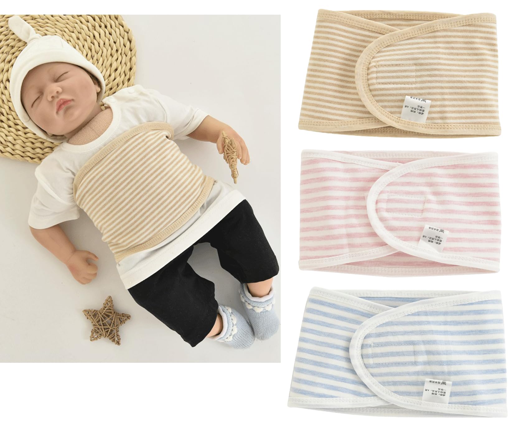 Buy 3 Pack Adjustable Baby Umbilical Cord Belly Band, Soft Cotton ...