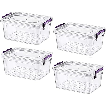 Food Storage Box with Lid Handle Clip Lock Plastic Clear Food Container ...