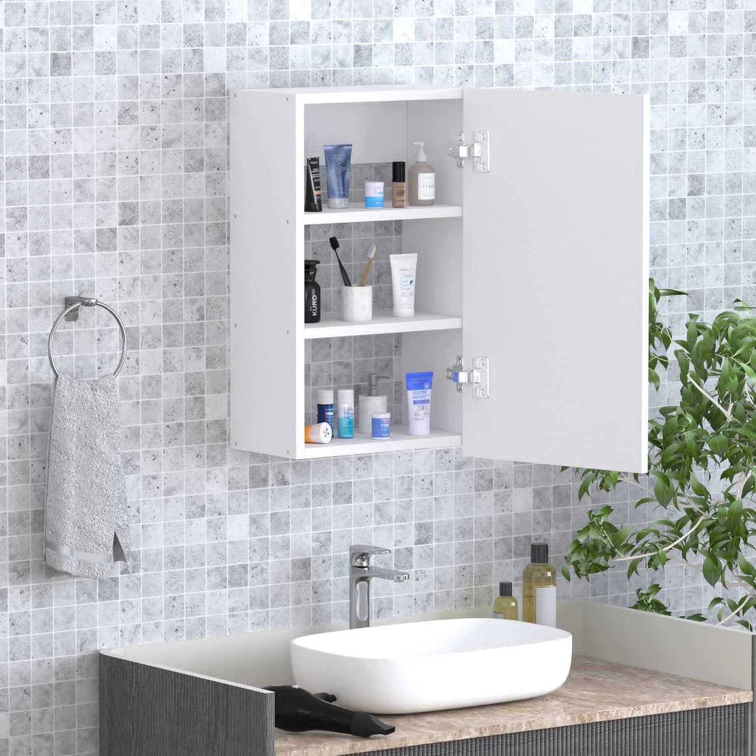 Buy Redwud Kessler Engineered Wood Dressing Mirror with Single Door ...