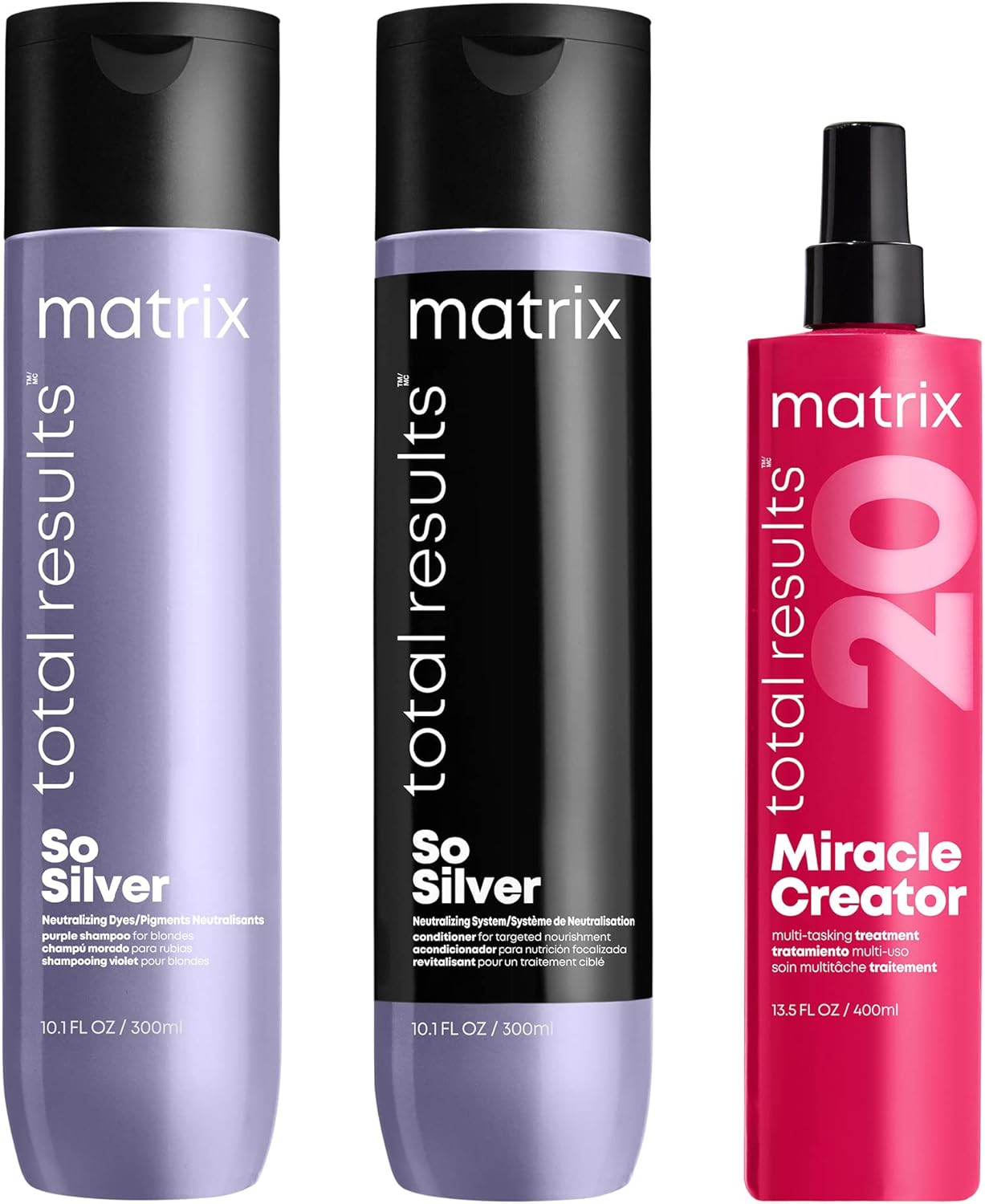 Matrix Blonde Hair Care Trio with Miracle Creator 20 190 ml, So Silver ...