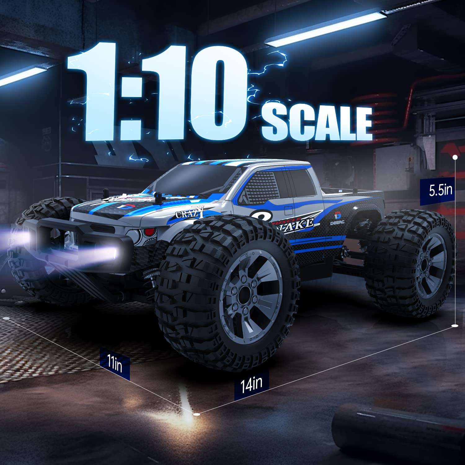 DEERC 9200E Large Hobby RC Cars, 48 KM/H 1:10 Scale Fast High Speed ...