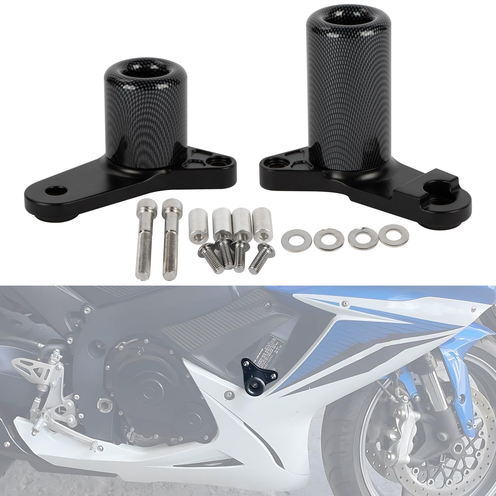 Amazon.com: Motorcycle Frame Sliders, PSLER Carbon No Cut Frame Slider ...