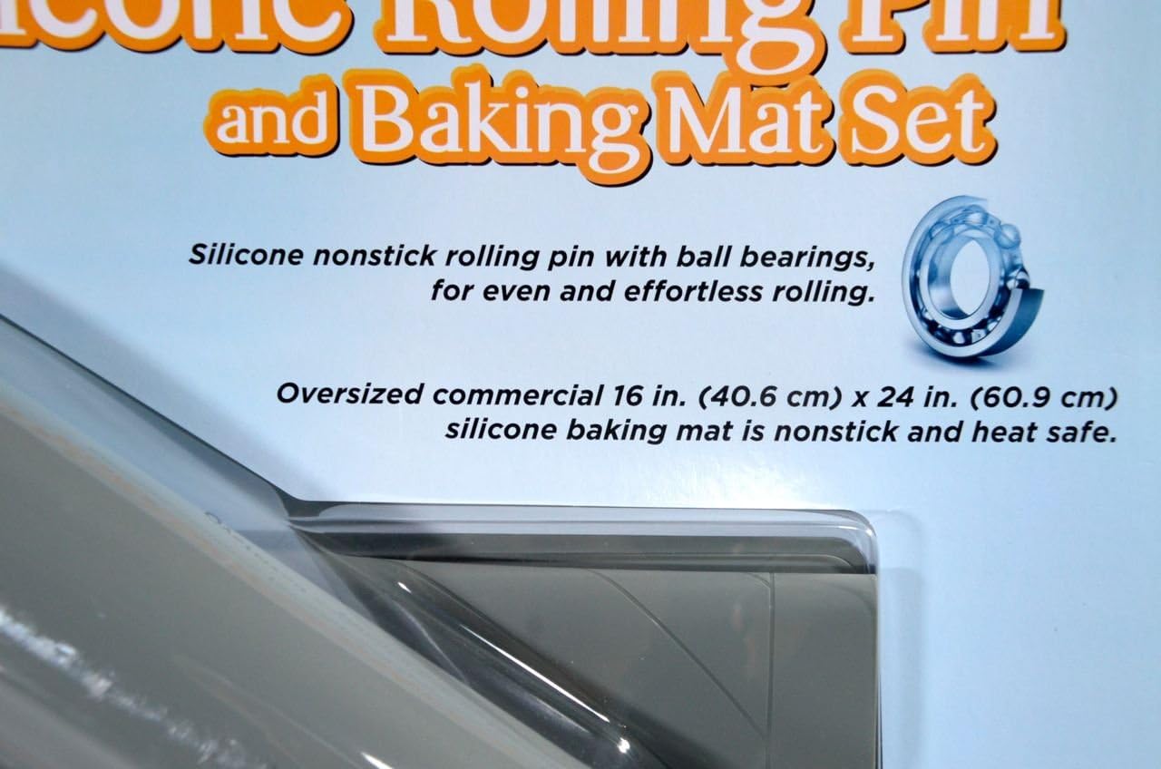 Amazon.com: Sil-pin Silicone Rolling Pin and Matching Baking Mat Set ...