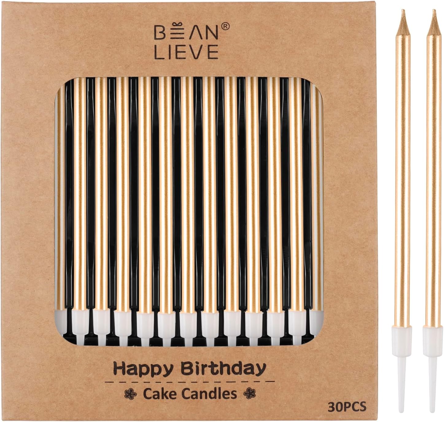 Amazon.com: BEAN LIEVE 30-Count Champagne Gold Long Thin Metallic ...