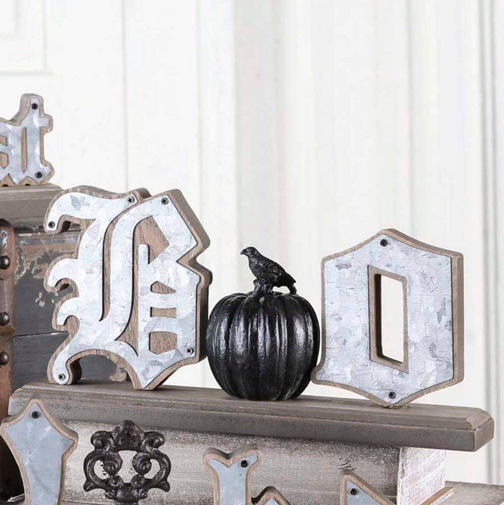 Amazon.com: Halloween 11 Inch BOO Wood Tabletop Sign with Tin Cutout