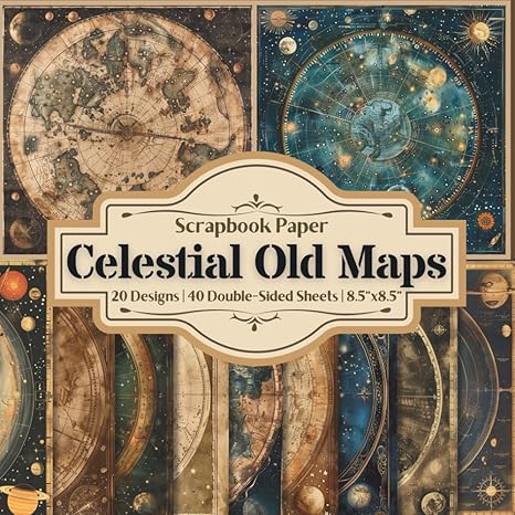 Celestial Old Maps Scrapbook Paper Craft Pad: 20 Zodiac Map Designs, 40 ...